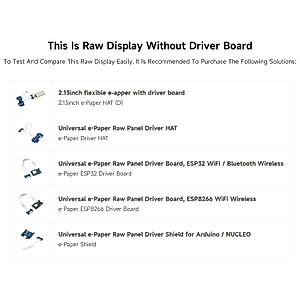 Waveshare 2.13inch Flexible E-Ink Raw Display Compatible with Raspberry Pi 4B/3B+/3B/2B/B+/A+/Zero/Zero W/WH/Zero 2W Series Boards 212x104 Resolution Dual-Color Supports Partial Refresh
