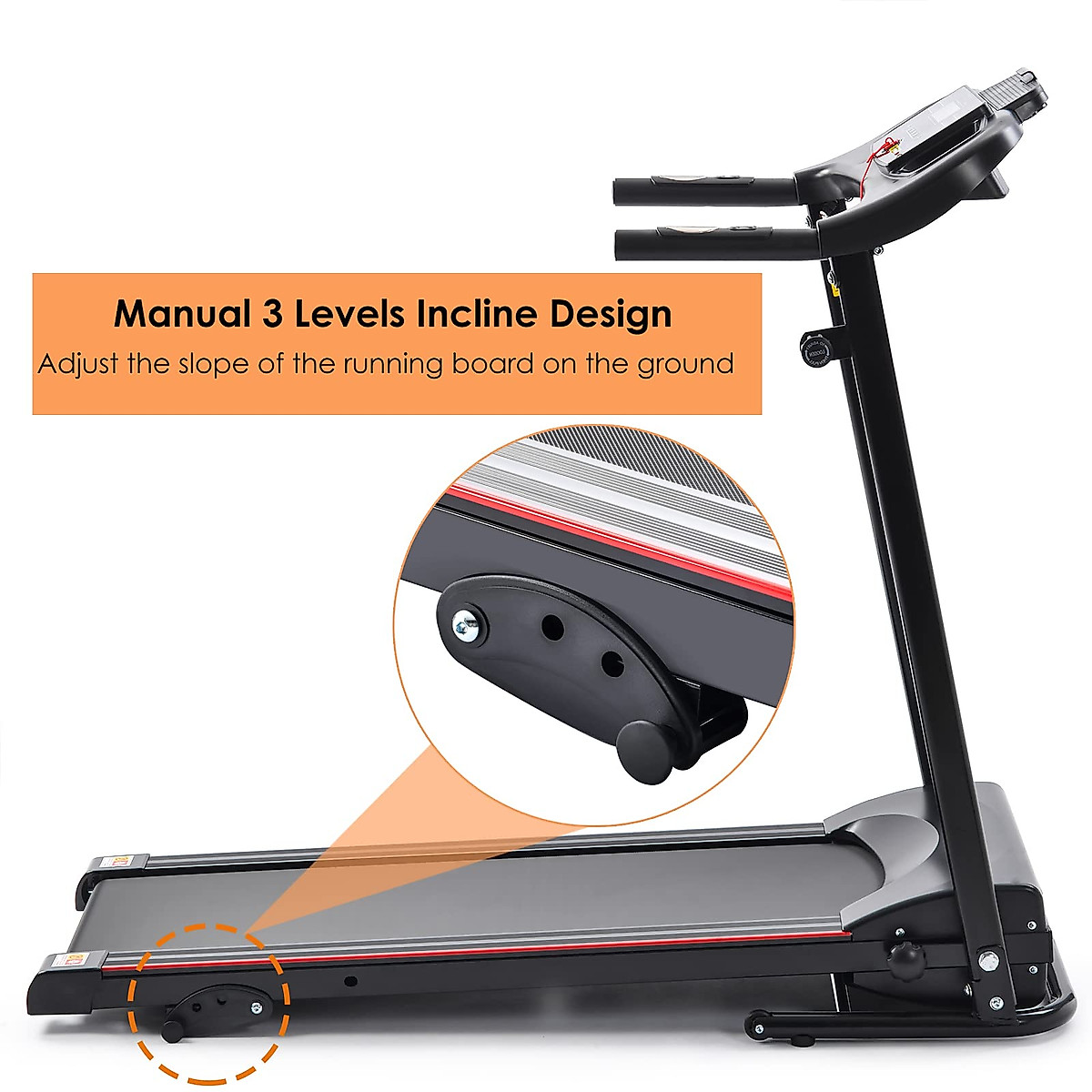 Folding Electric Treadmill for Home, 2.5HP Manual Incline Running Machine, 12 Pre-Set Programs, 5" LCD Display/300LBS Capacity MP3 Black