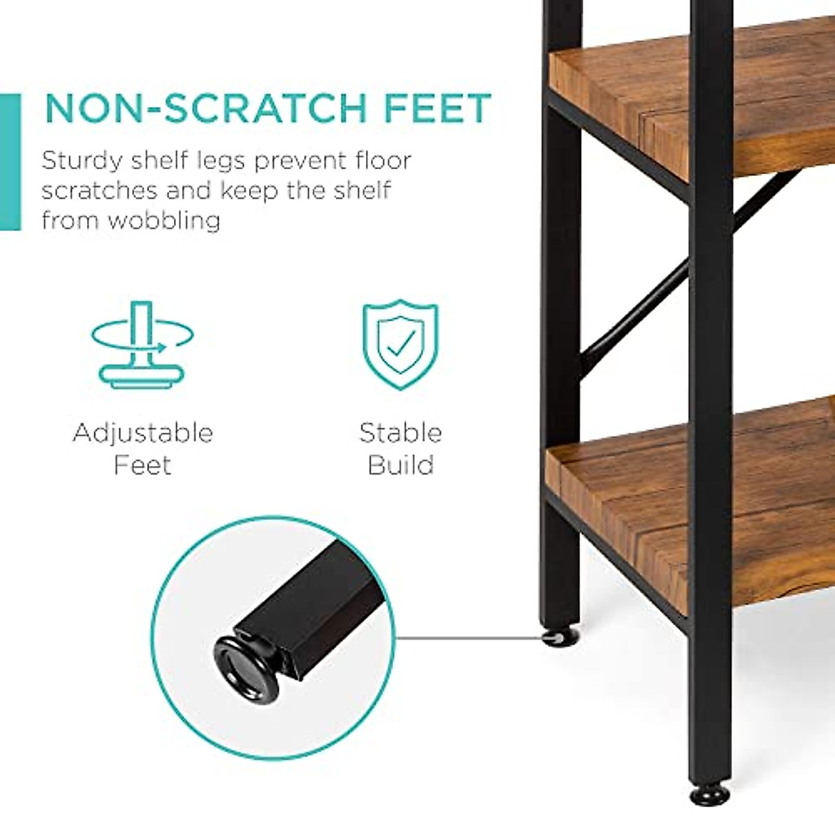 Best Choice Products Large Console Table, 3-Tier 55in Rustic, Industrial Sofa Table Storage for Living Room, Entryway, Foyer, Hallway w/EVA Non-Scratch Feet, Steel Frame - Brown