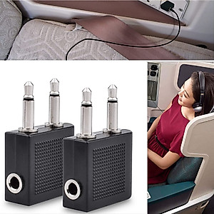 WH-1000XM4 Airplane Headphone Adapter Replacement for Sony WH-1000XM3 WH-1000XM2 MDR-1000X EX750NA Headphone-3.5mm Golden Plated Airline Earphone Adapter for in-Flight Entertainment System(2 Pack)