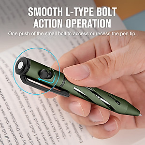 OLIGHT Open Mini Ballpoint Pen, Replaceable EDC Black Ink Pens By Bolt Action for Office, Working, Writing, Construction Work, Special Gifts and etc (OD Green)