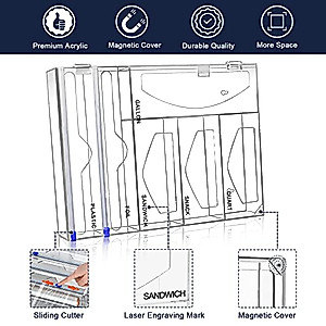 Imboxx 6 in 1 Foil Plastic Wrap Organizer Dispenser with Slide Cutter for Foil Wrap Ziplock Bag Storage Acrylic Organizer for Kitchen Drawer Suitable for Gallon Quart Sandwich Snack