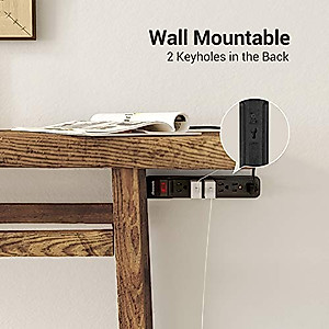 DEWENWILS 2-Pack 10FT Power Strip Surge Protector, 6-Outlet Strip with Low Profile Flat Plug, 15 Amp Circuit Breaker, 500 Joules, Wall Mount, Black, UL Listed