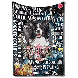 Border Collie Gifts, Border Collie Blanket for Border Collie Mom & Dad, Cute & Unique Border Collie Design, Throw Blanket Gifts for Dog Lovers, Family, Friends, Flannel Plush Blankets - 50"x 65"