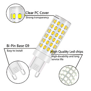 G9 LED Light Bulbs 4000K Warm White 7W Equivalent to 80W Halogen Replacements,Not Dimmable, Bi-Pin Base, LED Light Bulbs for Home and Office Use, 6 Count