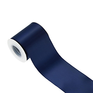 DINDOSAL Navy Ribbon 3 Inch Double Faced Satin Ribbon Thick Navy Blue Ribbon for Wedding Decor, Chair Sash, Gift Wrapping, Party Favor, Flower Arrangement, Craft Supplies, Bows - 10Yards