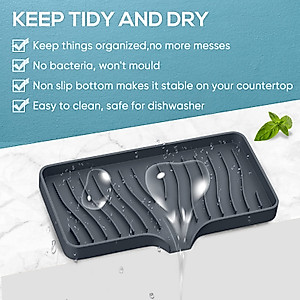 Kitchen Sink Tray,Self Draining Kitchen Soap Tray Soap Holder Silicone Sponge Holder for Kitchen Sink,Kitchen Bathroom Sink Caddy Sink Organizer for Sponge,Soap Dispenser,Dish Scrubber,Palm Brush