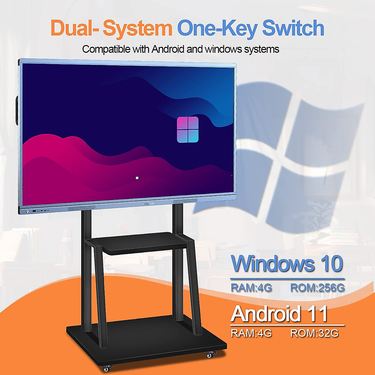 Smart Board Collaboration Hub, JYXOIHUB 55 Inch 4K UHD Digital Electronic Whiteboard Built in Dual OS for Classroom and Business, Touch Screen Interactive Smart Whiteboard (Board Only)