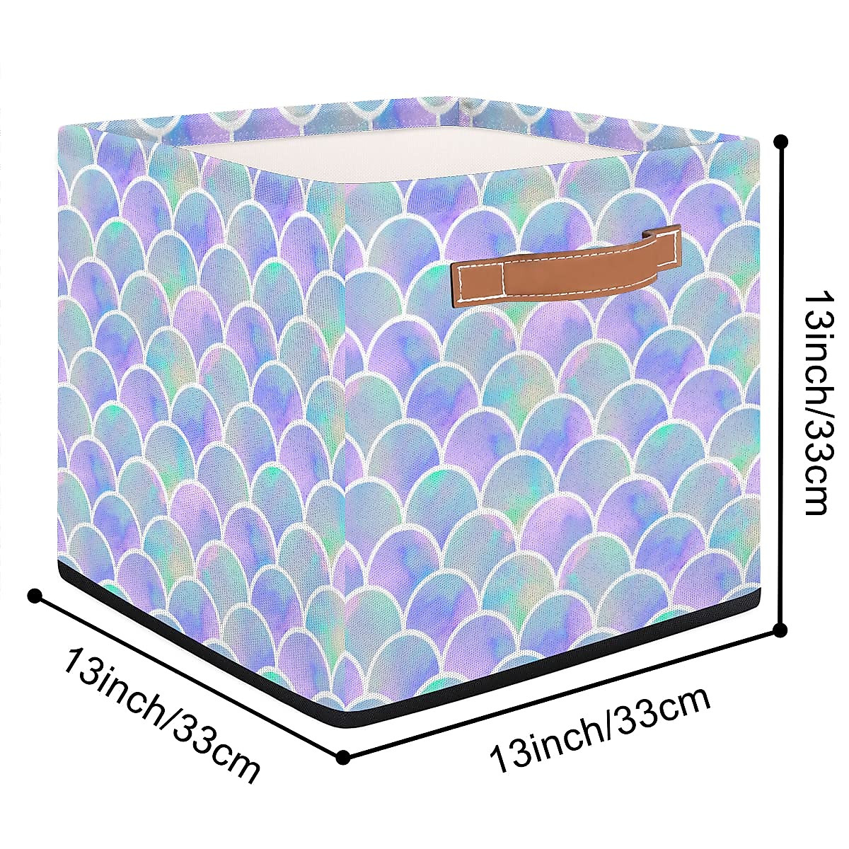 bisibuy 13x13x13 Storage Cube Bins Mermaid Fish Scale Gradient Fabric Storage Cubes 13 inch Collapsible Storage Bins Cubby Storage Baskets for Organizing Shelf Cabinet Bookcase Boxes