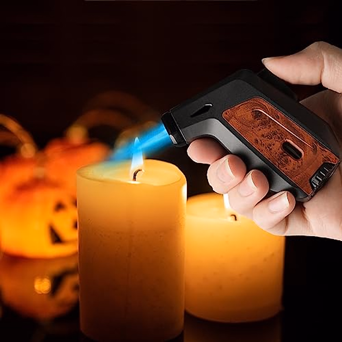 2 Pack Torch Lighter, Zoocura Single Jet Flame Butane Lighters Refillable Torch Lighters Adjustable Gas Lighter Windproof Lighters for Men BBQ Grill Camping (Fuel Not Included)