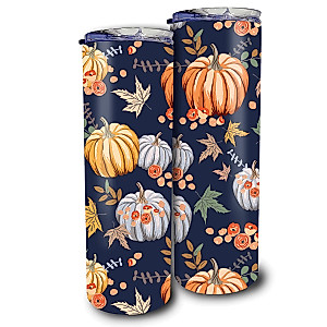 FALO 20 Oz Stainless Steel Pumpkin Tumbler Festival Pumpkin Fall Lover Tumbler Gift For Women For Mom
