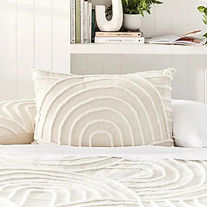 Kamla Export 3 Piece Tufted Duvet Cover 100% Cotton Bedding Set Bohemian Duvet Bedding Set Home Decor Luxury Quilt Cover with Two Matching Pillowcases (Full, Ivory/Off White)
