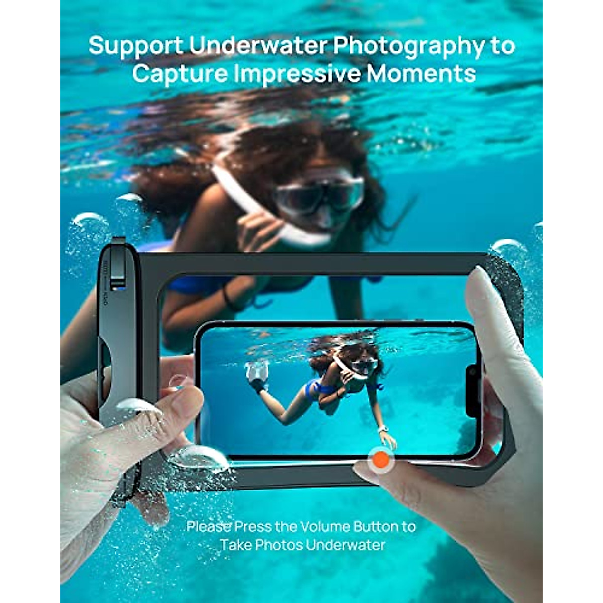 Lanhiem 10.5" Large Waterproof Phone Pouch, 2 Pack Universal IPX8 Waterproof Dry Bag with Lanyard for iPhone 14/13/12 Pro Max, Samsung Galaxy S23 Ultra, S22 S21 S20 FE, Google Pixel 7 6A, Black+Black