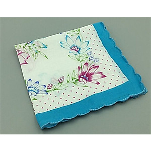 Forlisea Womens Colorful Ladies Hankies 100% Cotton Handkerchief Wendding Hanky