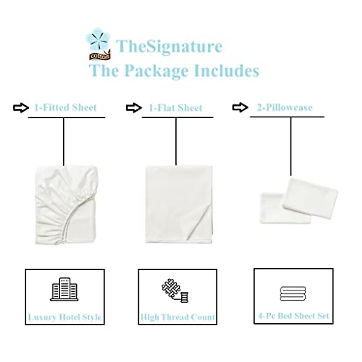 4-Piece BedSheets Set-800 Thread Count-100% Cotton Bedding Set for Full Size Bed-Long Staple Cotton Soft Sateen Weave, Fits Upto 15'' Deep Pockets Fitted Sheet-Cream