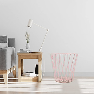 Zerodeko Home Office Decor Trash Garbage Can Wastebasket Rustic Metal Wire Hollow Litter Rubbish Container Bin for Bathroom Bedroom Kitchen Home Office Entryway Decor