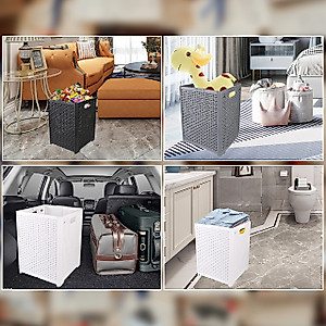 Laundry Basket, Hampers for Laundry, Folding Laundry Baskets Organizer Dirty Clothes Hamper Plastic Foldable Laundry Bin Corner Clothing Hamper, Towel Hamper for Wet Towels 48L (White, 1pc)