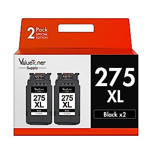 Valuetoner Supply Ink Cartridges Replacement for Canon 275XL 275 XL PG-275 XL PG275 Black Ink Cartridge to use with Canon TS3522 TS3520 TR4720 TR4722 Printer (2 Black)