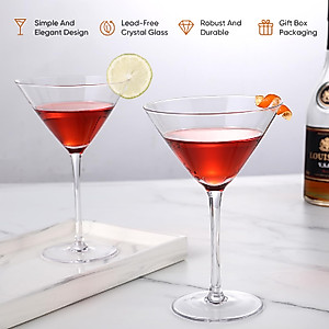 VENVENWEAVS Martini Glasses Set of 2,Hand-blown 9.2OZ Crystal Cocktail Glasses for Espresso Martini,Cosmopolitan,Manhattan,Gimlet,Home Bar,Cocktail Party,Stemless Martini Glassware Gift Set