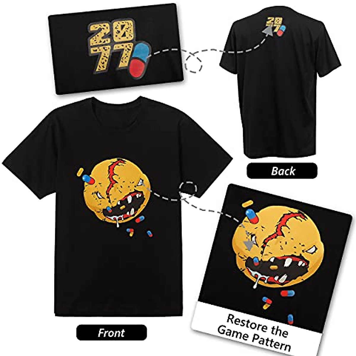 saounisi Black T-Shirt, Vintage Tee Combat Shirt Men Summer Shirts 100% Cotton Short Sleeve Costumes, X-Large