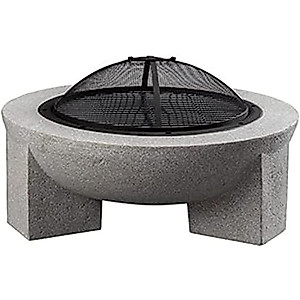 LEAYAN Garden Fire Pit Grill Bowl Grill Barbecue Rack Fire Pit Outdoor fire Pit, 29-inch Wood-Burning fire Pit, Spark Screen, Poker, Courtyard Garden Barbecue fire Pit