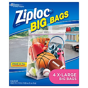 Ziploc Big Bags Clothes and Blanket Storage Bags for Closet Organization, Protects from Moisture, XL, 4 Count