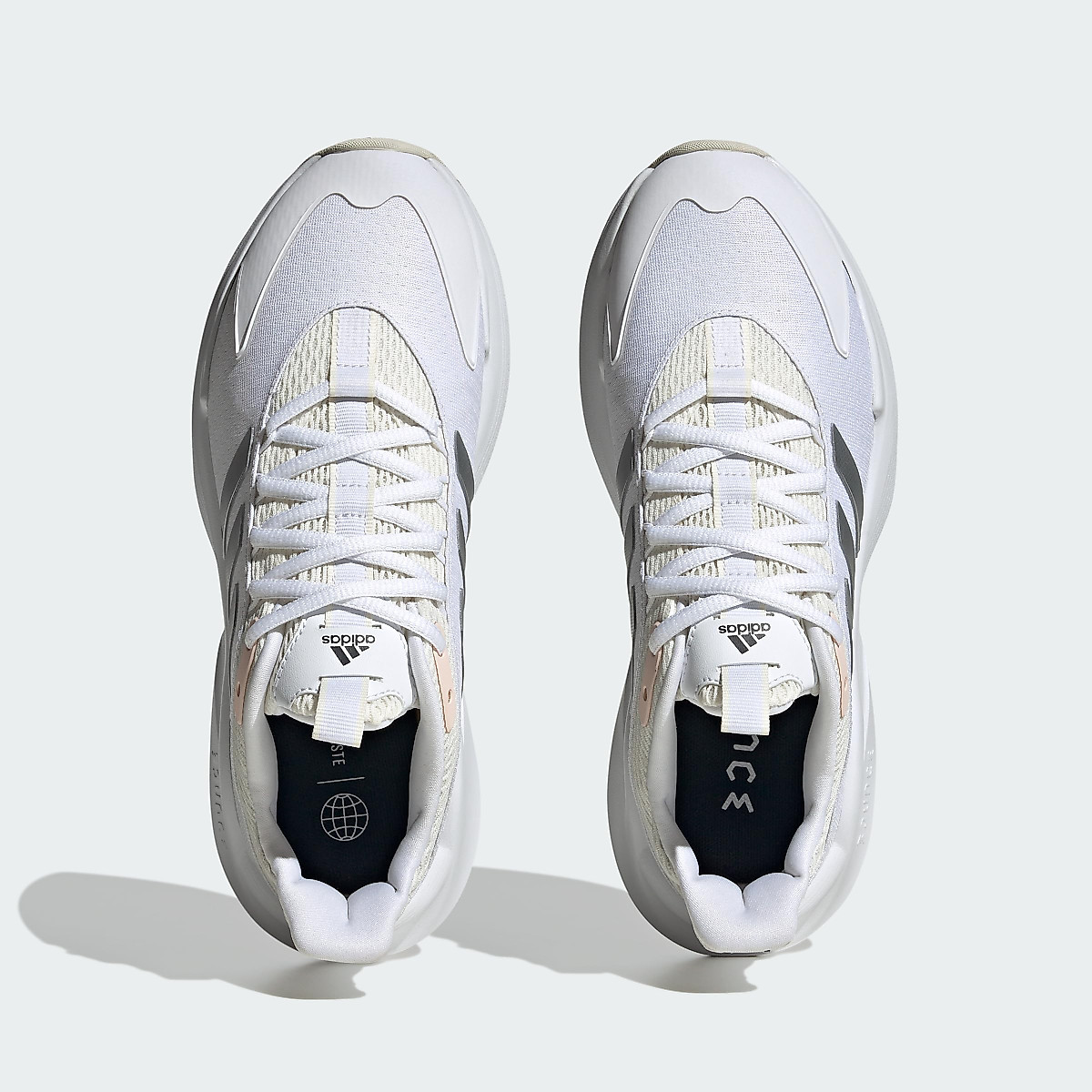 adidas Women's Alphaedge + Sneaker, White/Silver Metallic/Wonder Quartz, 10