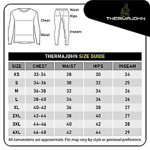 Thermajohn 2 Pack Thermal Underwear Set Size Small V-Neck & Crew Neck Black