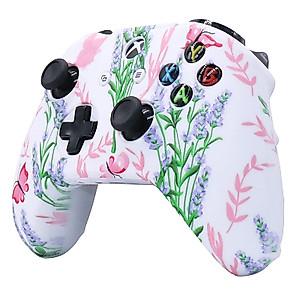 RALAN Pink Controller Skins for Xbox One, Silicone Controller Cover Skin Protector Compatible for Xbox Ones Controller (Pink Pro Thumb Grip x 2,Cat + Skull Cap &Cover Grip x 2) Blue Butterfly Pink