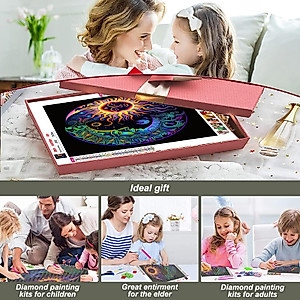 Stalente Diamond Painting Kits for Adults, 5D DIY Diamond Art Kits for Beginners Round Full Drill Diamond Painting for Home Wall Decoration Gift 12×12inch, Sun and Moon