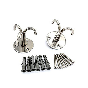 Anmeilexst 2 Pcs Stainless Steel Up Hook, Ceiling Hook Wall Cabinet Towel/Coat Hook Three Fork Hook, Home Decoration Up Hook (Include 6 Pcs 1.6" Screw)