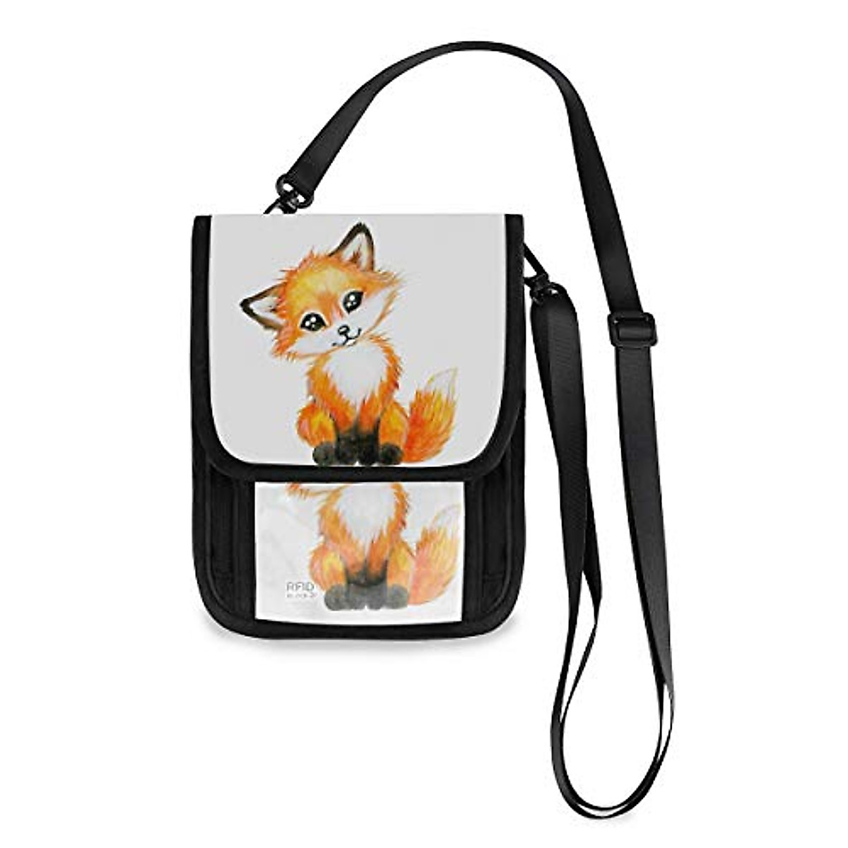 ALAZA Cute Little Fox Animal Print Small Crossbody Wallet Purse Cell Phone Bag Rfid Passport Holder with Credit Card Slots