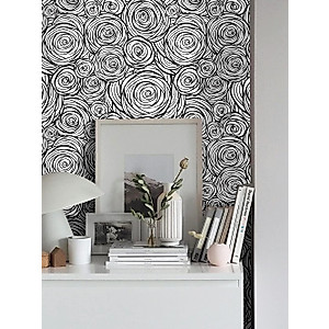 Idomural Peel and Stick Wallpaper Boho Floral Wallpaper Removable Abstract Rose Flower Wallpaper for Bedroom Bathroom Renter Friendly Contact Paper for Cabinet Accent Wall 17.7in x 118in