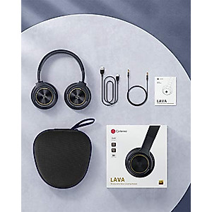 Cystereo Active Noise Cancelling Headphones with 40dB Noise Reduction, Wireless Bluetooth, 40H Playtime, aptX HD, Hi-Res Audio, Fast Charge, Deep Bass, Protein Earpads, 5 Built-in Mics, Black (Lava)
