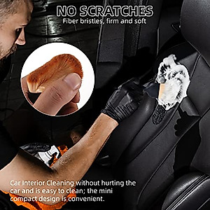 Zabernim Car Detailing Brush, Car Interior Brushes Clean Tool with Cover, Scratch Free Curved Design Dirt Dust Collectors Soft Bristles for Cleaning Engine Compartment & Dashboard (1 Pack)