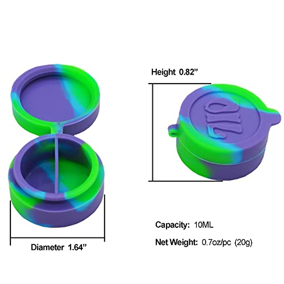 vitakiwi 10ml Wax Silicone Containers Multi Compartment Concentrate Non-stick Oil Jar For Wax (10)