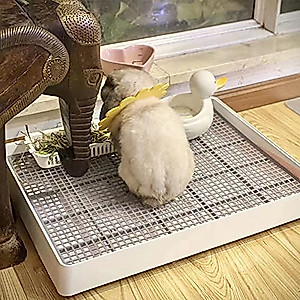 PODOO Rabbit Large Litter Box, Guinea Pig Training Pan Cage with Toilet Tray, Ideal for Rats, Hamsters, Ferret, Bunny Small and Medium Animals, 15x12x3 Inches (Medium)