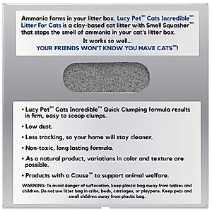 Lucy Pet Cats Incredible 18 lb Box Clumping Cat Litter Recyclable Box with Smell Squasher, Absorbent Natural Clay Formula Prevents Ammonia Build-Up, Unscented