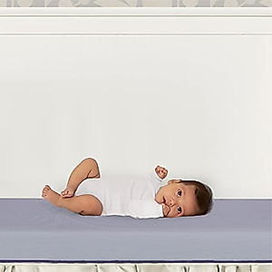 Dream On Me Snuggles Extra Firm Fiber Portable and Mini Crib Mattress in Periwinkle, Greenguard Gold Certified, Soft Breathable Mesh Cover, Lightweight Baby Mattresses for Cribs