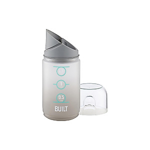 BUILT 12 Ounces Tidbit On The Go Snack Container with Lid and Pourer, Food and Snack Storage with Measure Marks, Concrete Grey