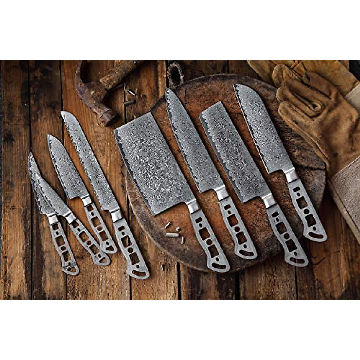 KATSURA Woodworking Project Kit – Santoku Knife Blank – 7 Inch– Japanese Premium AUS 10, 67 Layers Damascus Steel – NO LOGO