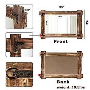 MeMoreCool Farmhouse Mirror Rustic Mirror Wood Framed Mirror for Bathroom, Decorative Bathroom Mirrors for Wall Wood, Wall Mounted Rectangular Mirror for Bedroom Living Room, Wood Mirror 24x36 Inch