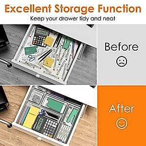 42 PCS Clear Plastic Drawer Organizer Set, Non-Slip/Crack Bathroom Vanity Drawer Organizer Trays Dividers, Versatile Storage Bins for Makeup, Jewelry and Office, Desk, Bathroom, Bedroom, Kitchen