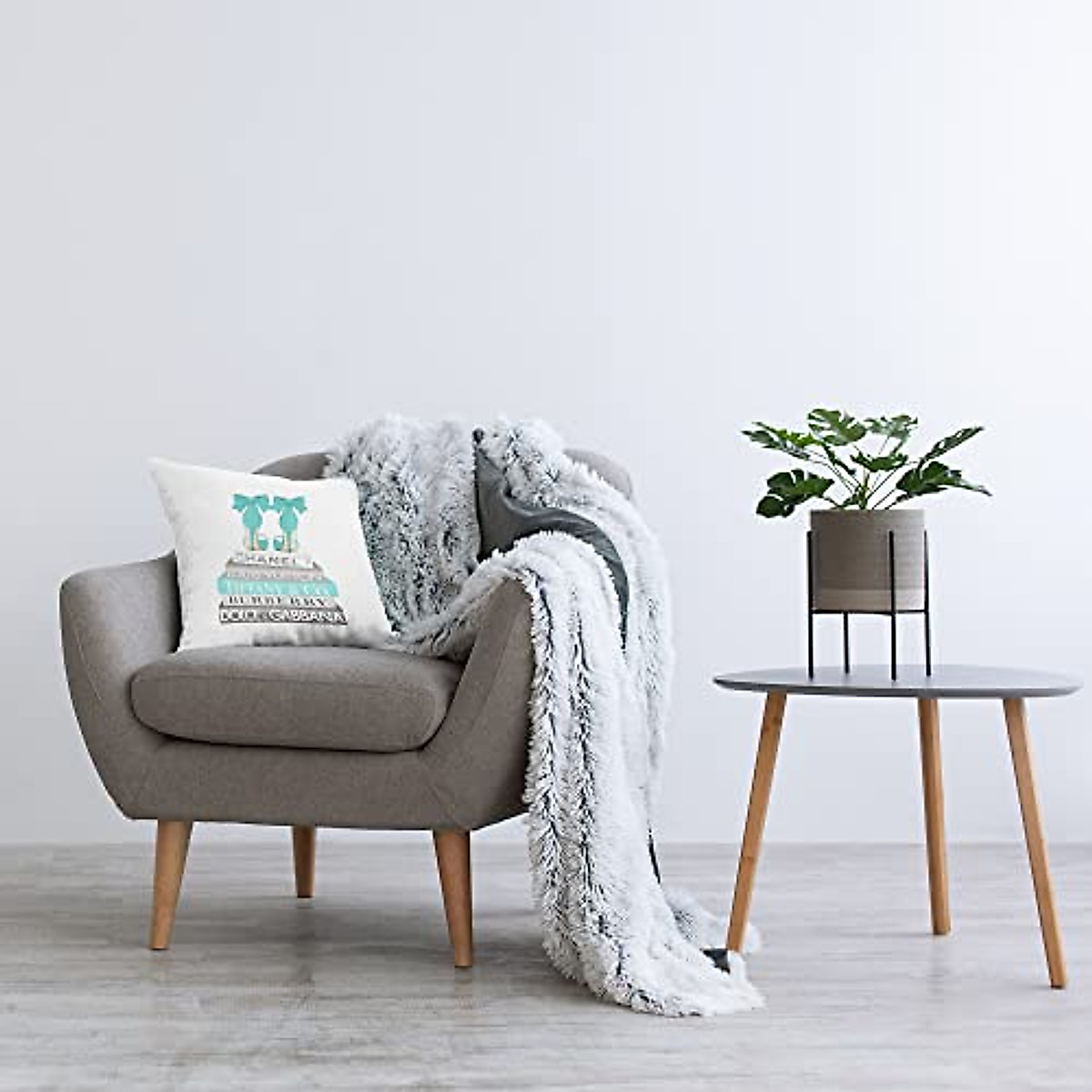 Stupell Industries Turquoise Fashion Heels Glam Brand Books Design by Amanda Greenwood Throw Pillow, 18 x 18, Blue