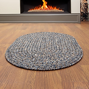Super Area Rugs Rustic Farmhouse Living Indoor/Outdoor Reversible Braided Rug - Made in USA - Blue Mix 4' X 6' Oval
