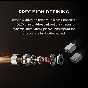 1MORE Penta Driver Wired in-Ear Headphones, Hi-Res High Fidelity Professional Earphones, Detachable MMCX Connector, MEMS Mic and 3-in-1 Control, in-Ear Earbuds Fit for Smartphones, PC, Tablet