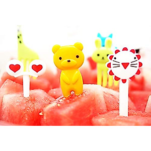 40PCS Animal Fruit Food Picks, Bento Box Picks, Mini Cartoon Animal Food Toothpicks, Lunch Bento Forks Picks for Kids