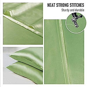 Tyfitb Satin Pillowcase for Hair and Skin, Sage Pillowcases Set of 2, Cooling Pillow Cases Queen Size(20×30 Inches), Soft Luxury Satin Pillowcase with Envelope Closure