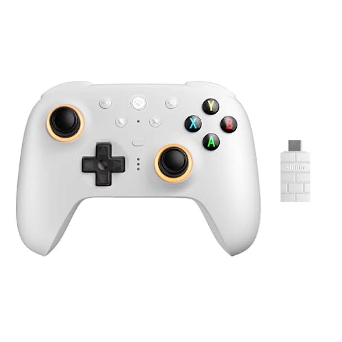 8BitDo Ultimate 2 Wireless Controller for Windows & Android, Gaming Controller with TMR Joysticks, Switchable Hall Effect/Tactile Triggers, RGB Fire Ring, 8Speed Wireless Tech, White