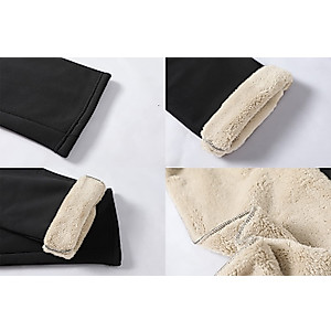 FASKUNOIE Men's Thermal Fleece Pants Sherpa Lined Winter Casual Lounge Sports Yoga Workout Fitness Sweats Pants Khaki